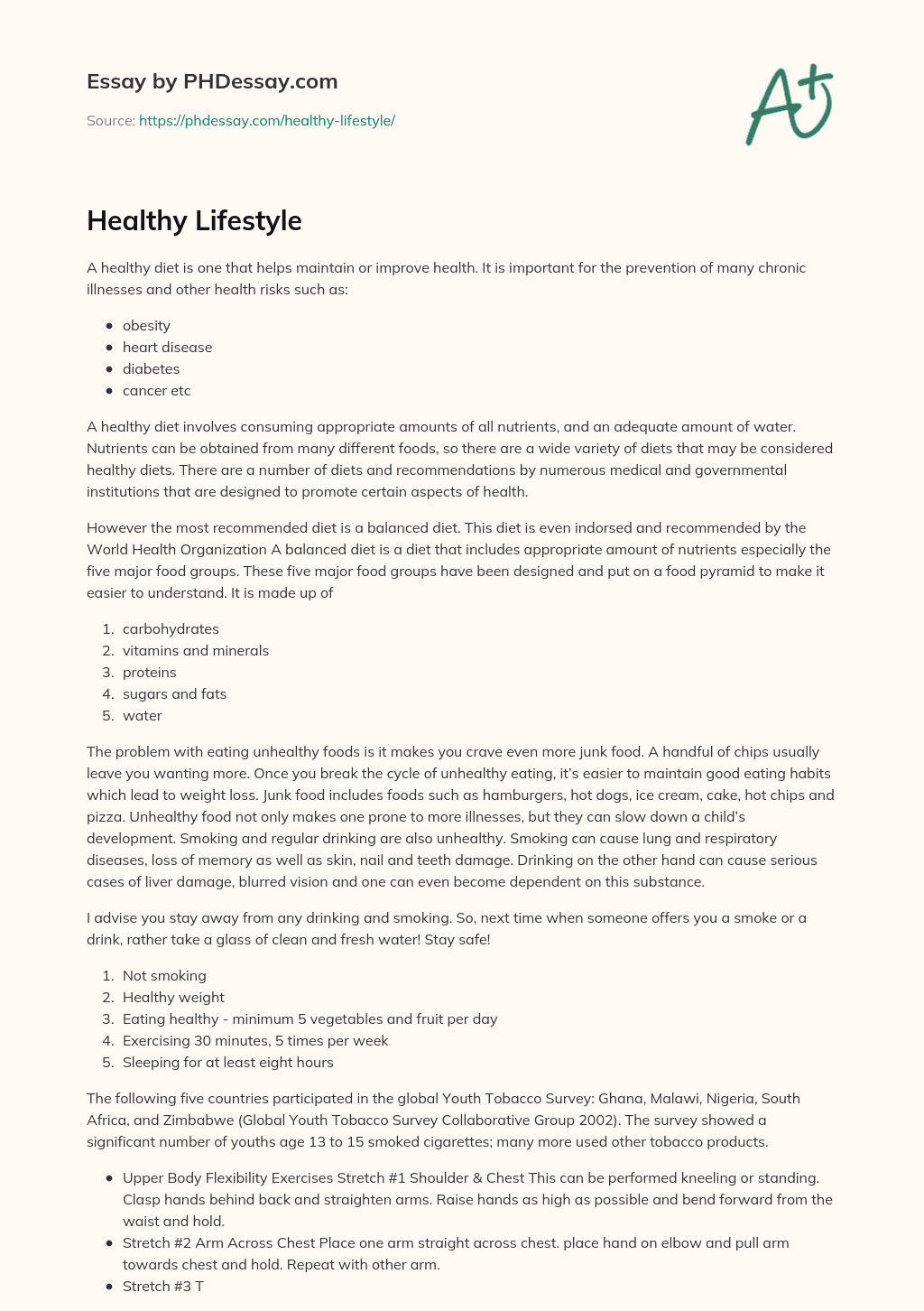 Healthy Lifestyle - PHDessay.com