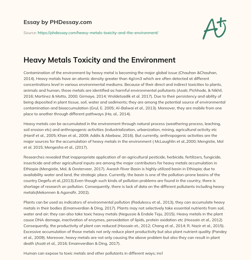 Heavy Metals Toxicity and the Environment - PHDessay.com