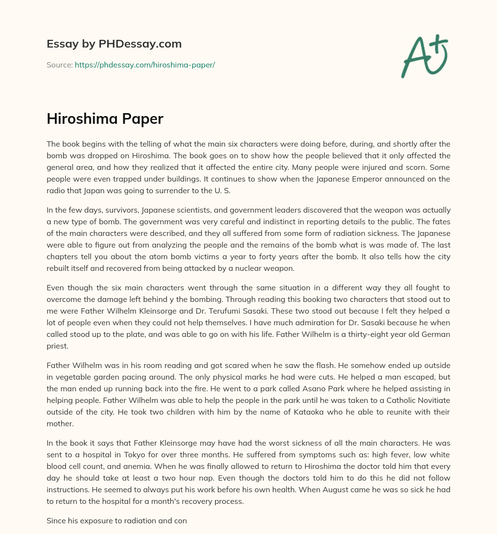 Hiroshima Paper - PHDessay.com