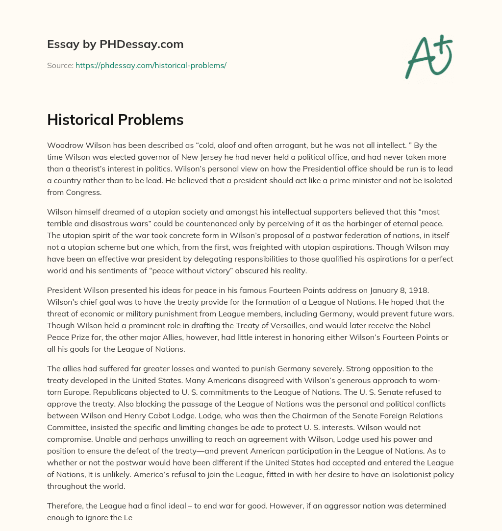 Historical Problems - PHDessay.com