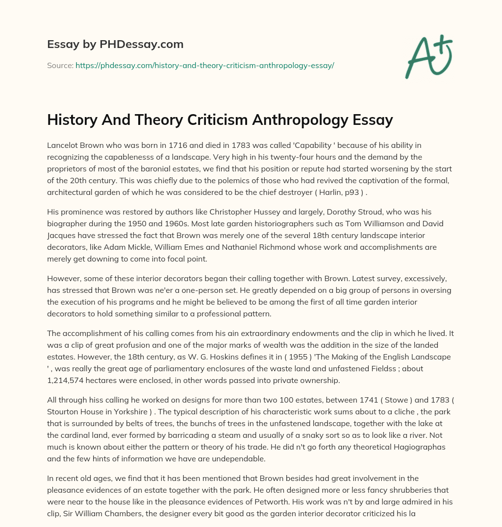History And Theory Criticism Anthropology Essay - PHDessay.com