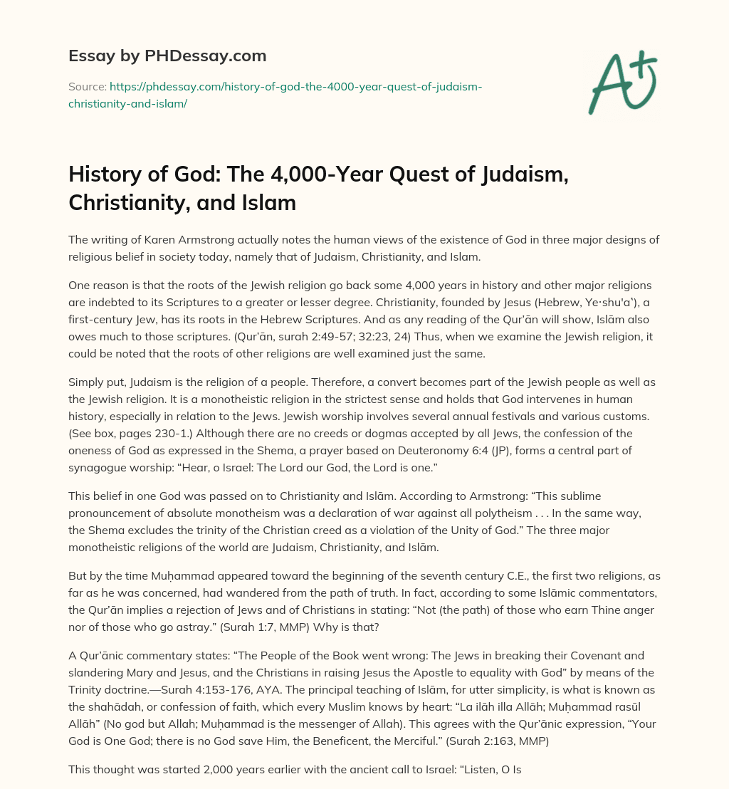 History of God: The 4,000-Year Quest of Judaism, Christianity, and ...