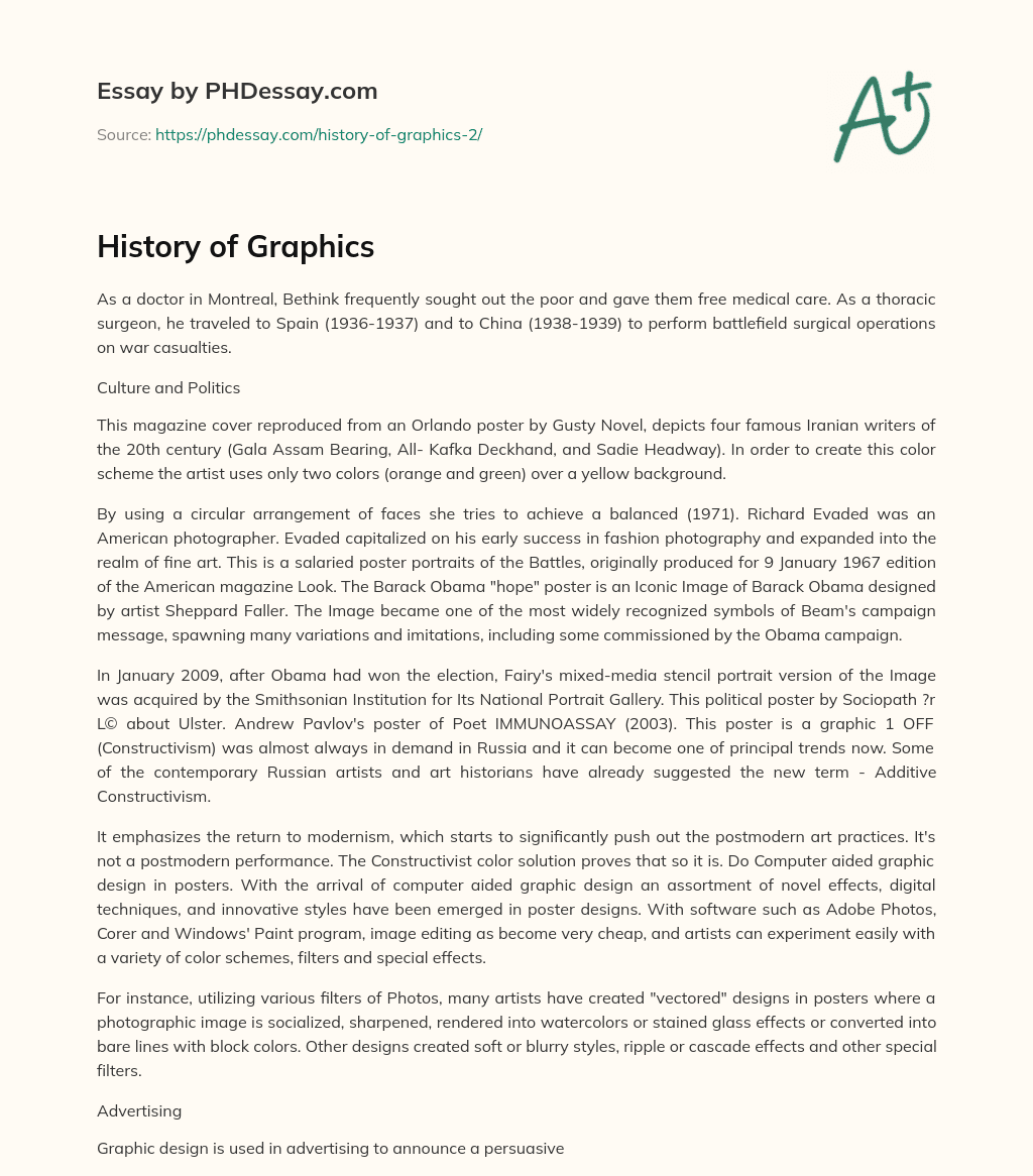 History of Graphics - PHDessay.com