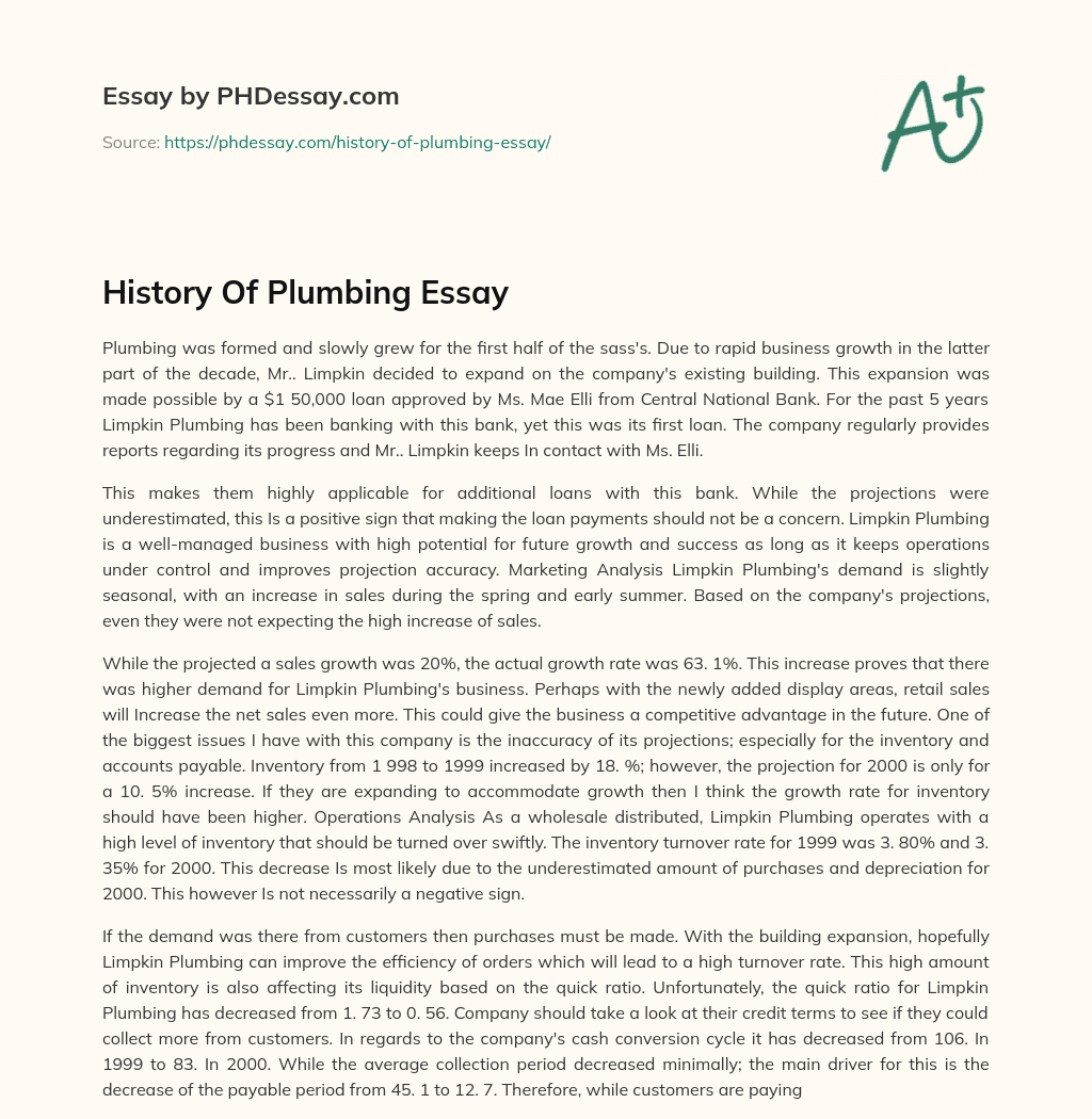 History Of Plumbing Essay - PHDessay.com