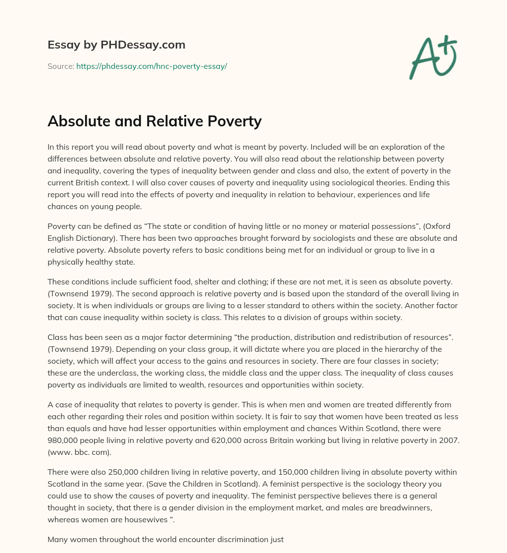 Absolute and Relative Poverty - PHDessay.com