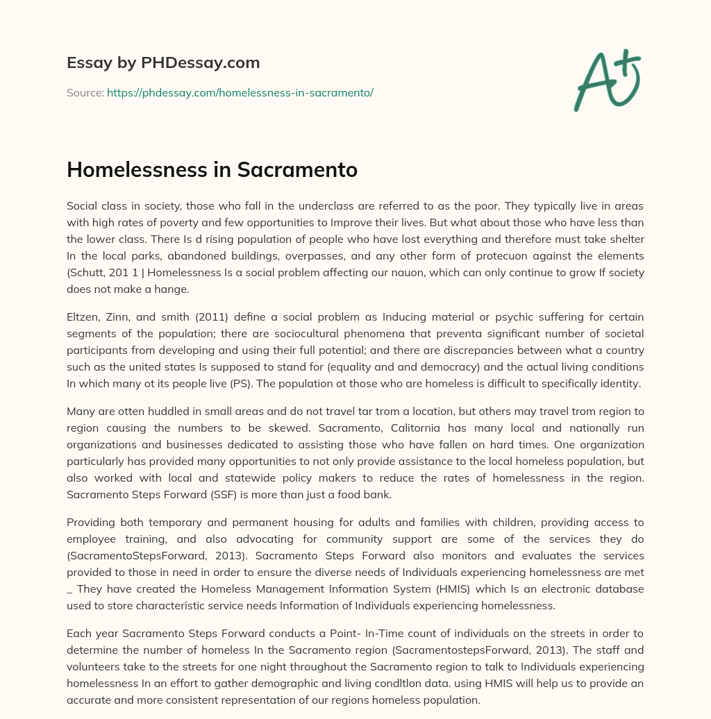 Homelessness in Sacramento - PHDessay.com