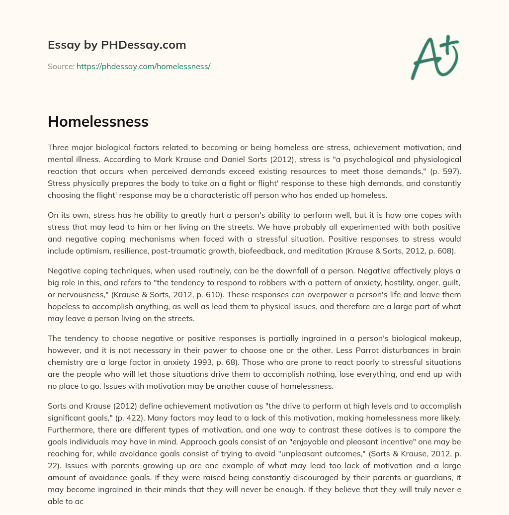 Homelessness - PHDessay.com