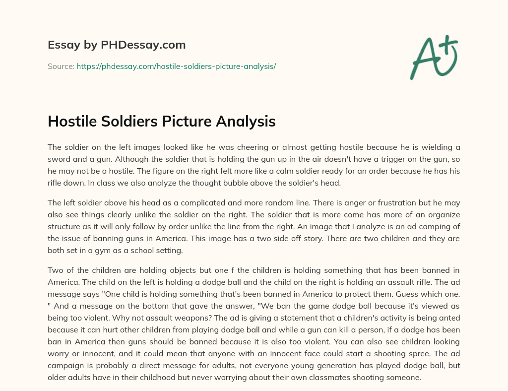Hostile Soldiers Picture Analysis (400 Words) - PHDessay.com