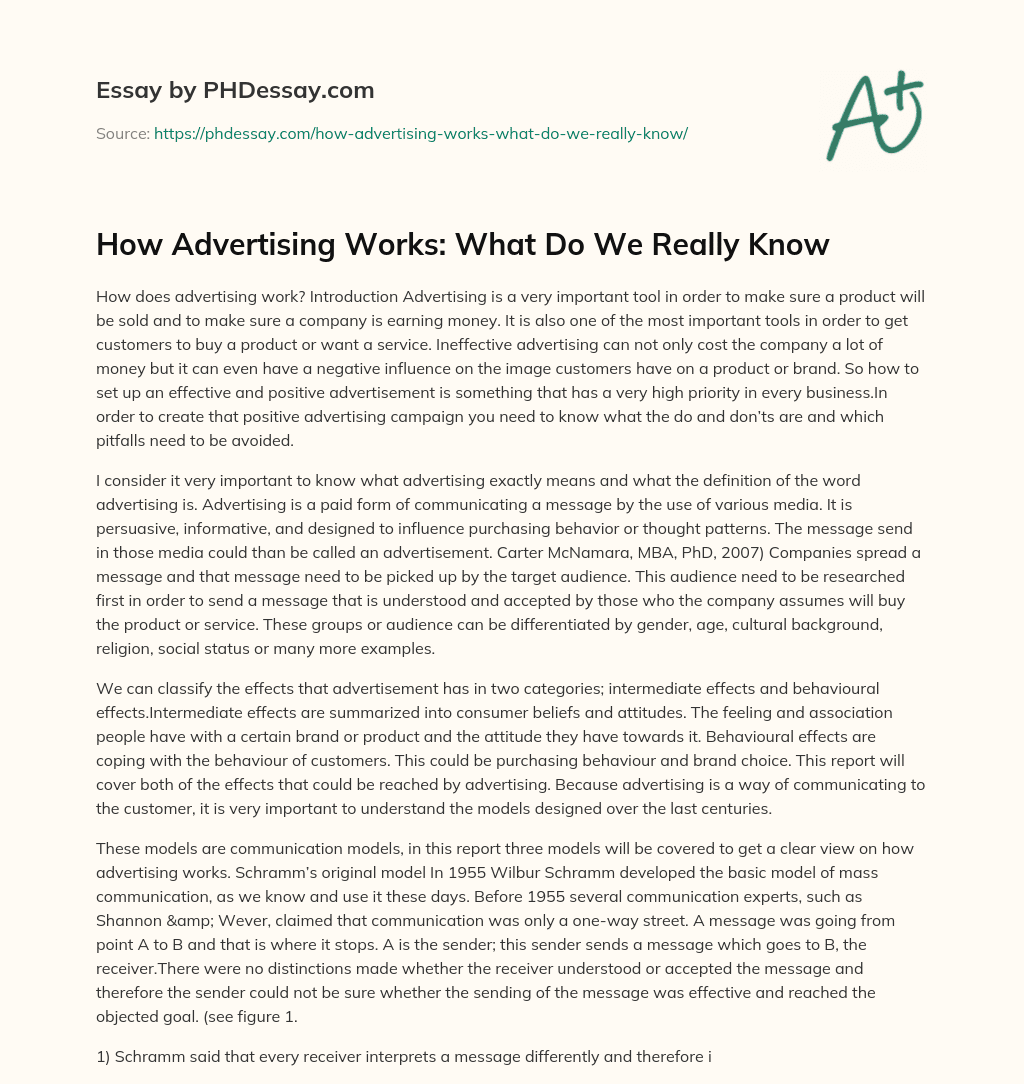 How Advertising Works: What Do We Really Know - PHDessay.com