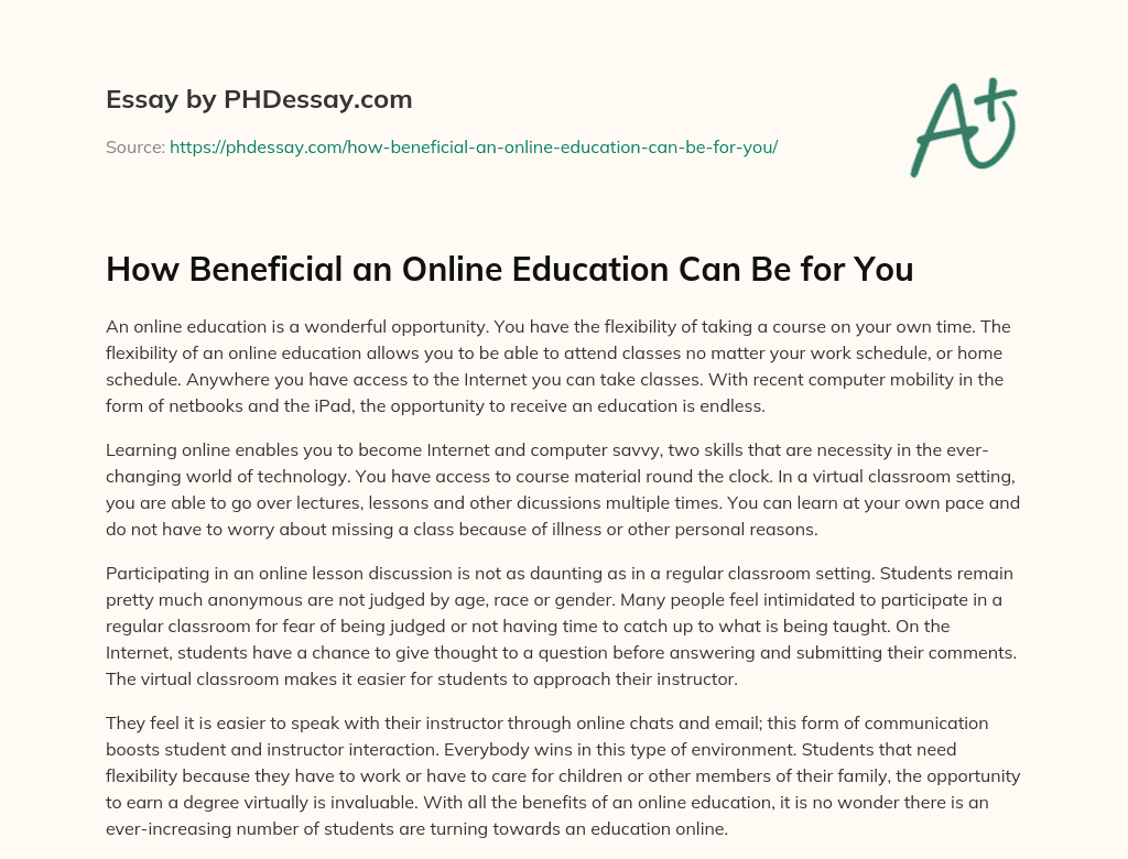How Beneficial an Online Education Can Be for You (300 Words ...