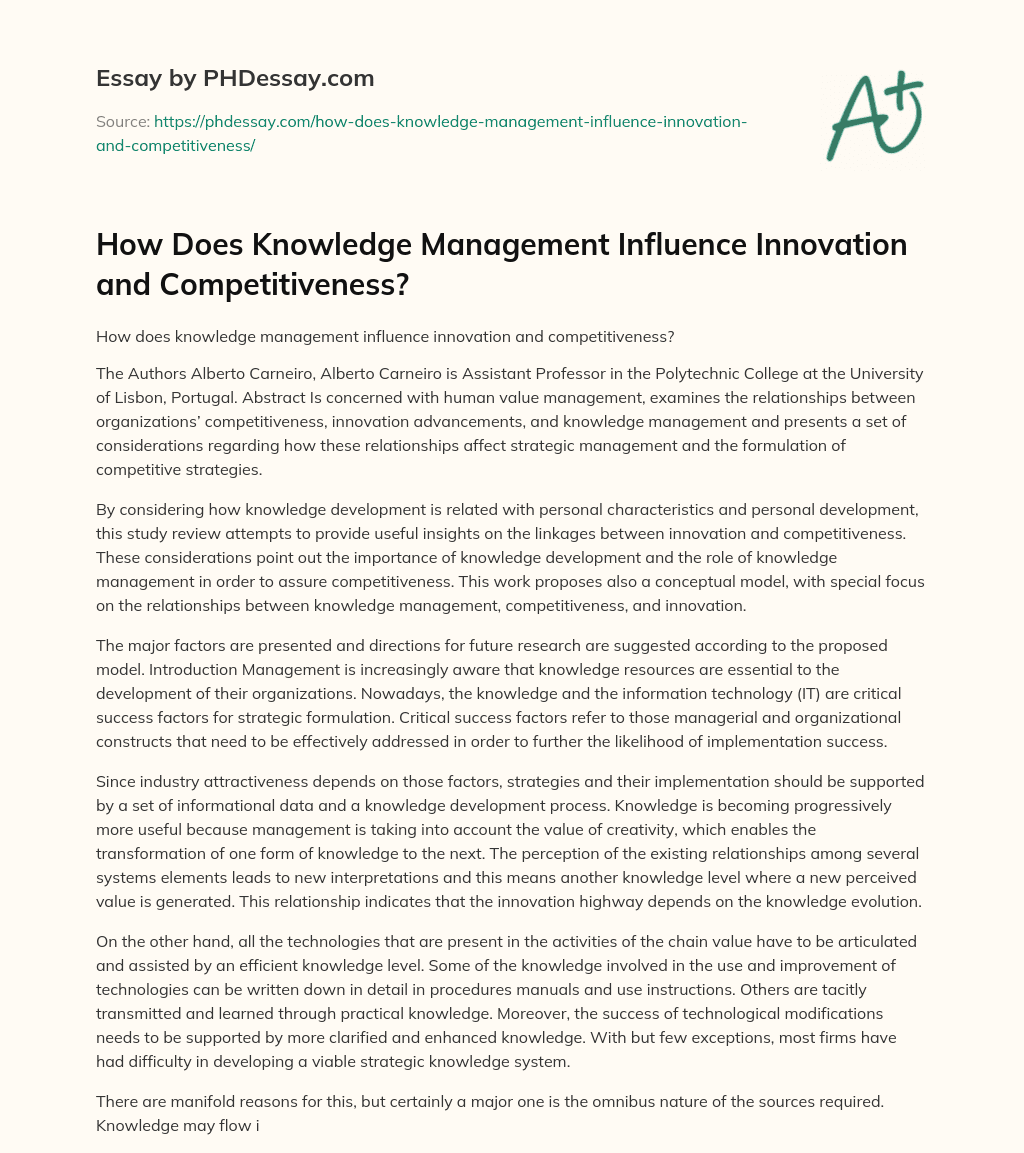 How Does Knowledge Management Influence Innovation and Competitiveness ...