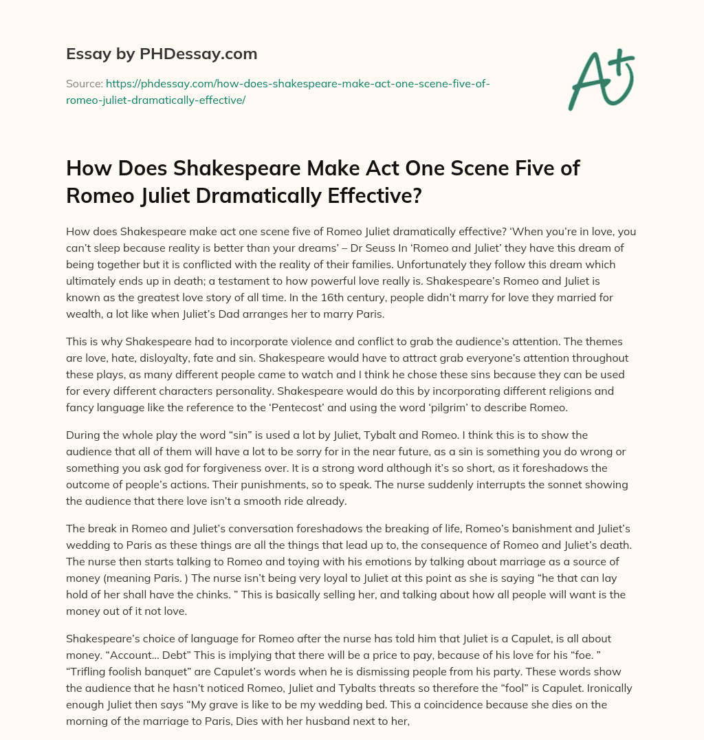 How Does Shakespeare Make Act One Scene Five of Romeo Juliet ...