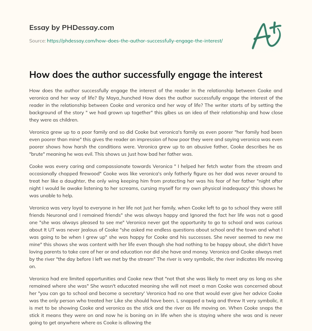 How does the author successfully engage the interest - PHDessay.com