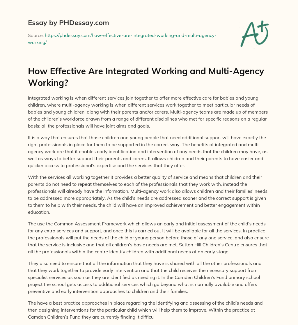 How Effective Are Integrated Working and Multi-Agency Working ...