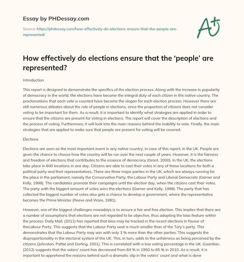 How effectively do elections ensure that the ‘people’ are represented ...