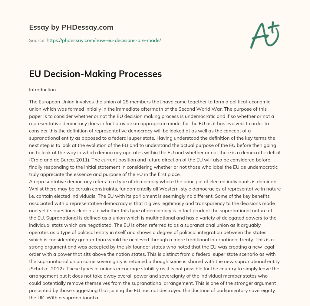 EU Decision-Making Processes - PHDessay.com