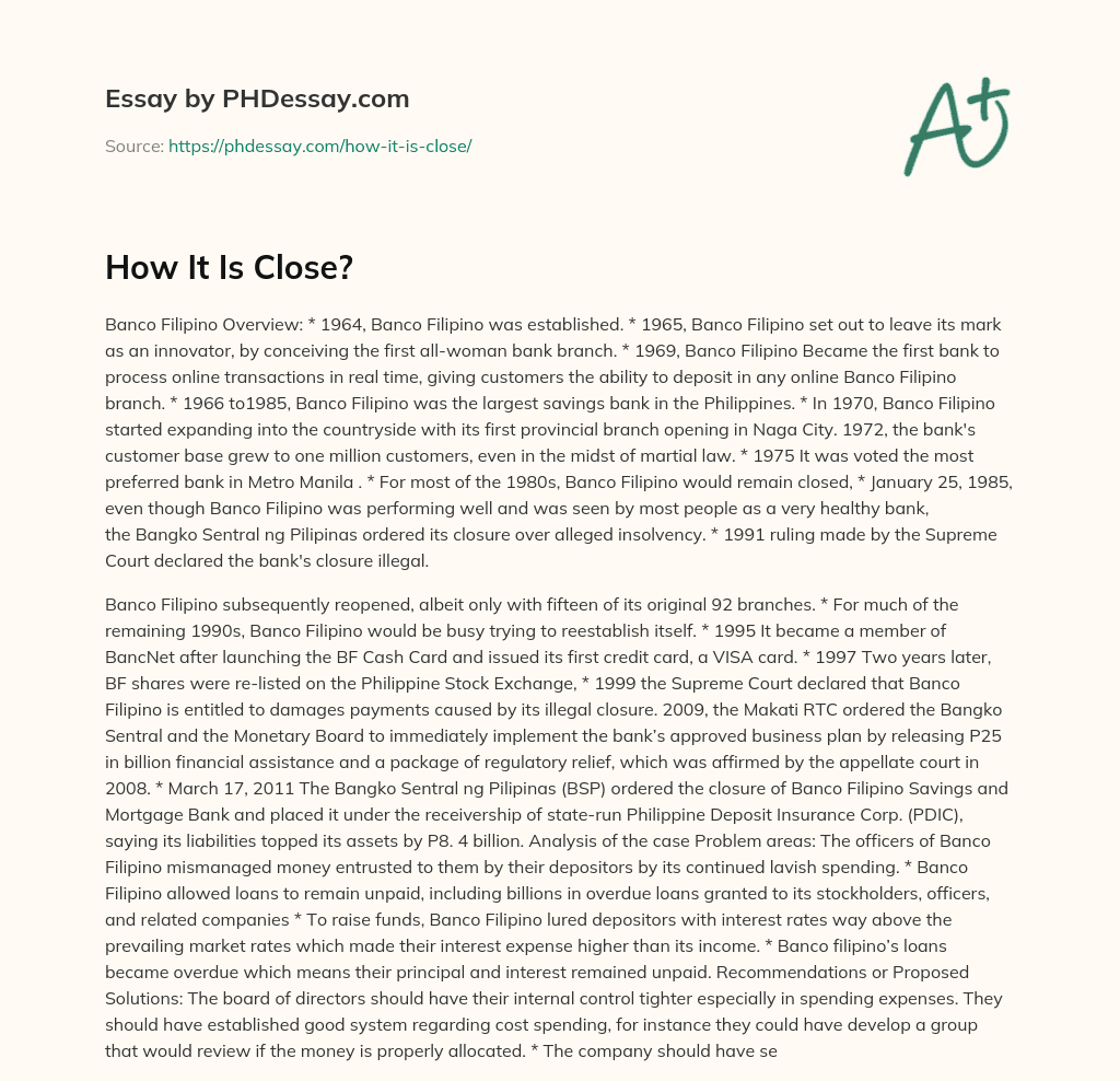 How It Is Close? (600 Words) - PHDessay.com