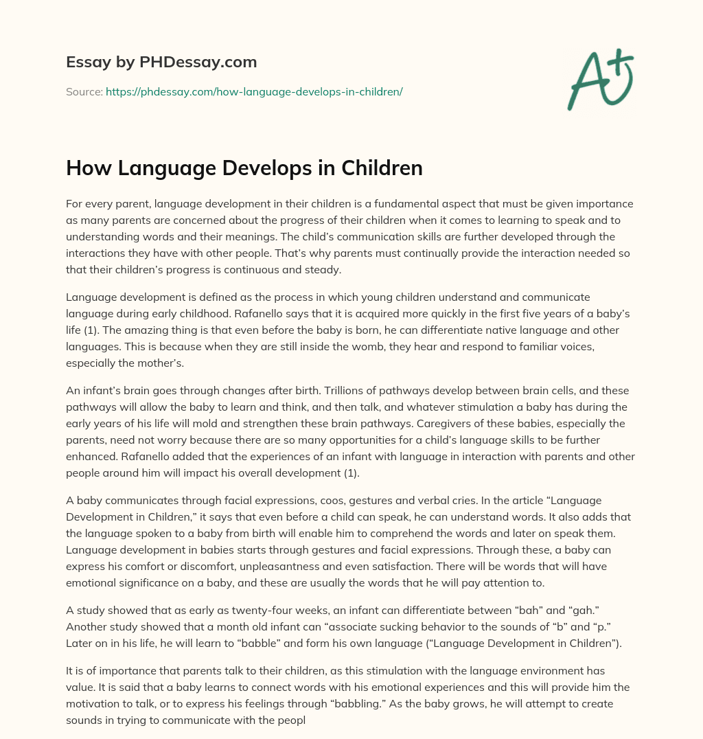 How Language Develops in Children - PHDessay.com