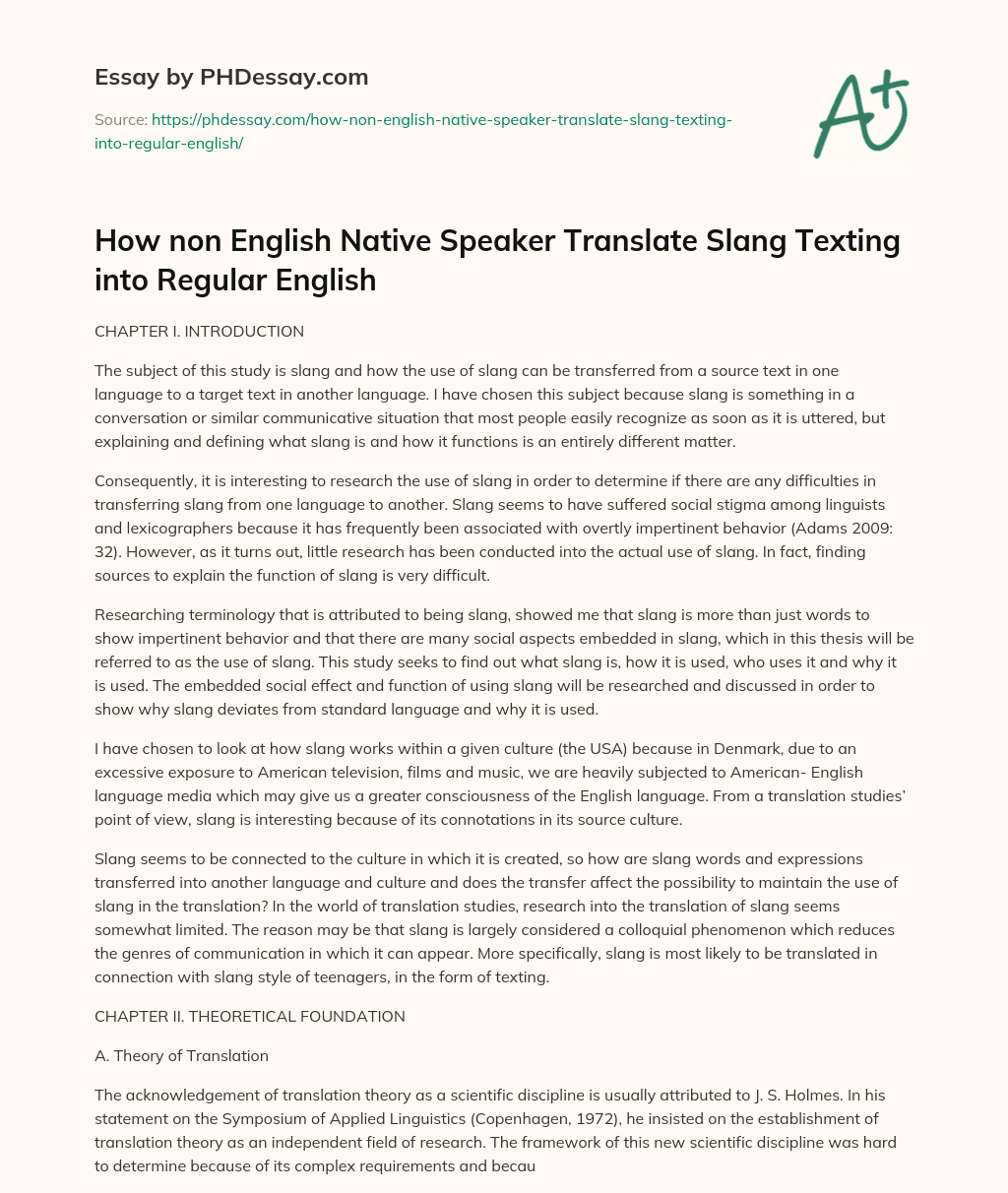 How non English Native Speaker Translate Slang Texting into Regular ...