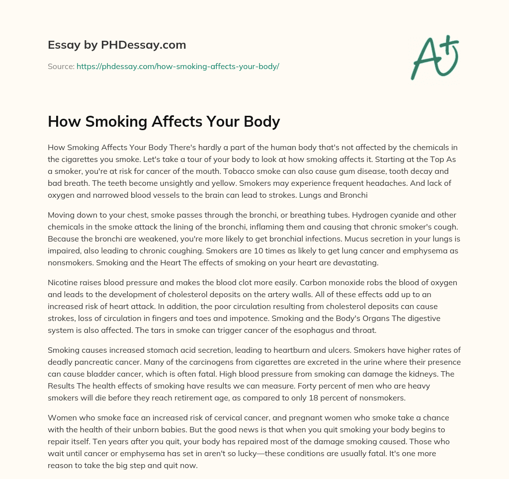 How Smoking Affects Your Body (400 Words) - PHDessay.com
