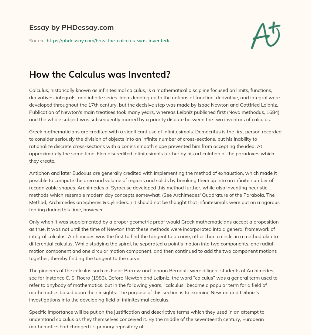 How the Calculus was Invented? - PHDessay.com