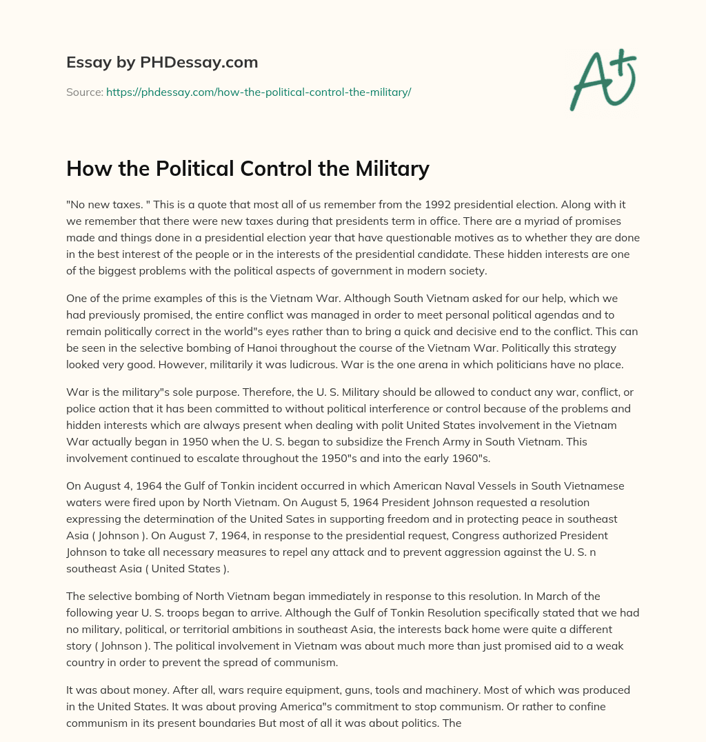 How the Political Control the Military - PHDessay.com