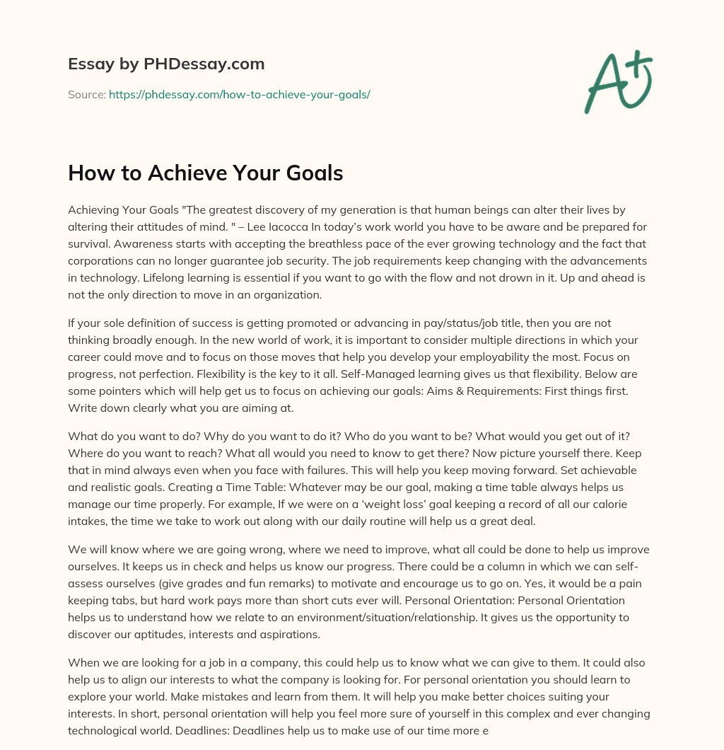 How to Achieve Your Goals - PHDessay.com