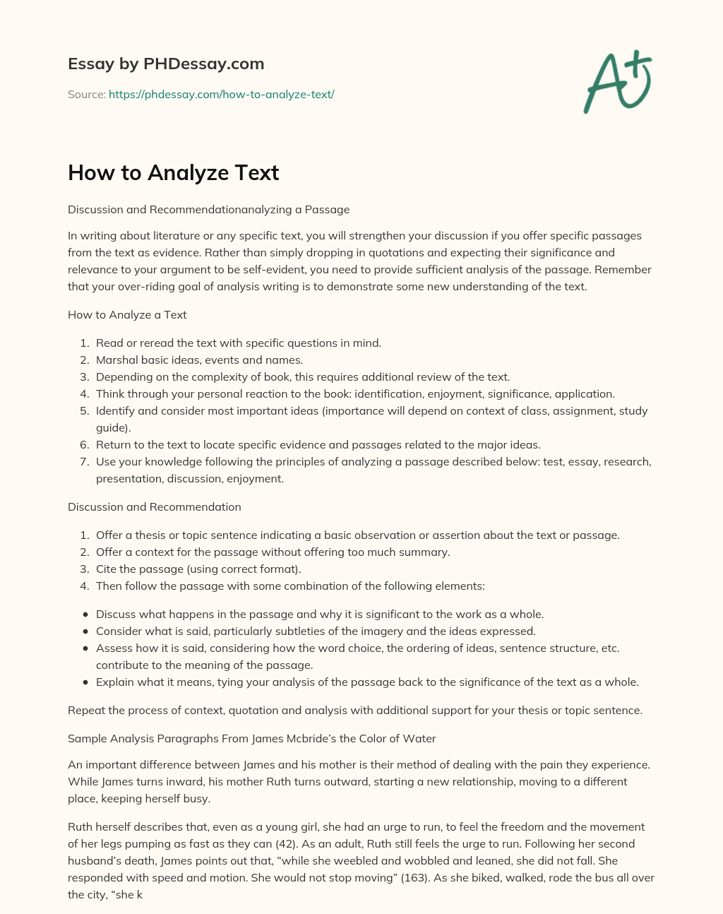 How to Analyze Text - PHDessay.com