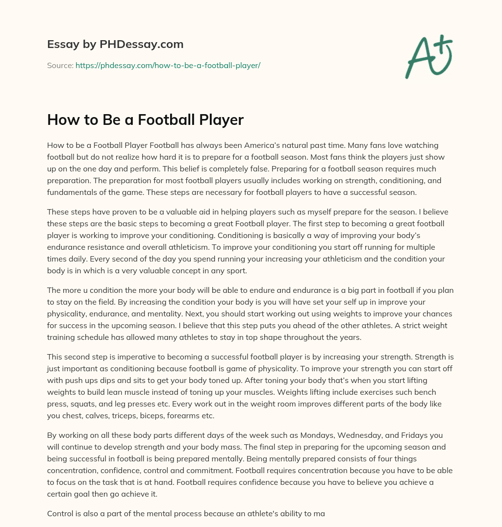 How to Be a Football Player - PHDessay.com