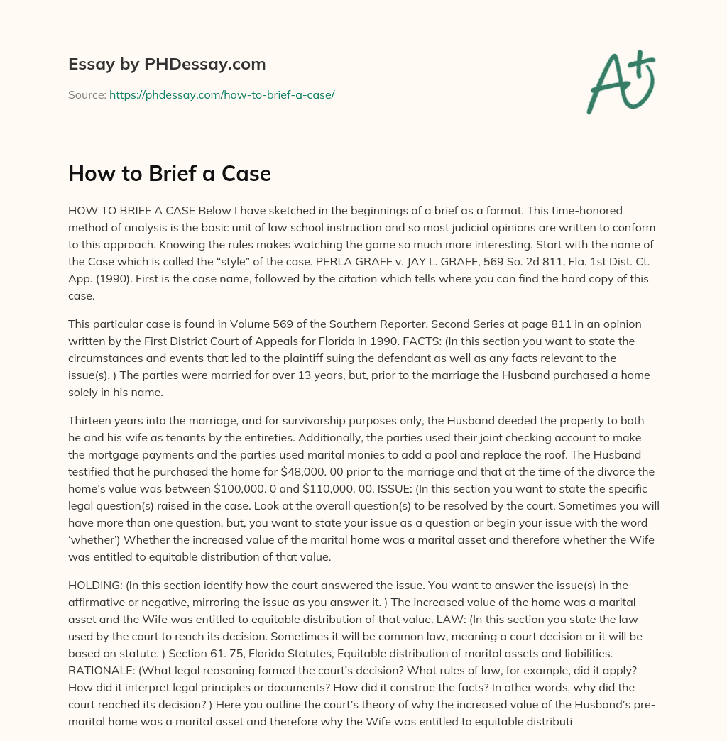 How to Brief a Case - PHDessay.com