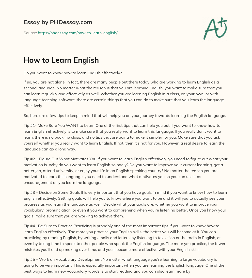 How to Learn English - PHDessay.com