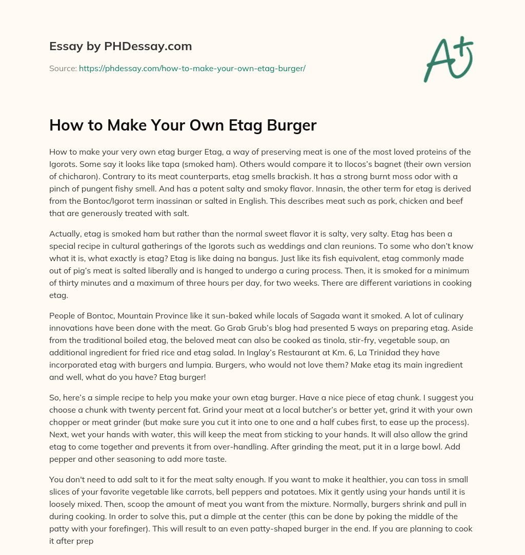 How To Make Your Own Etag Burger Example - PHDessay.com