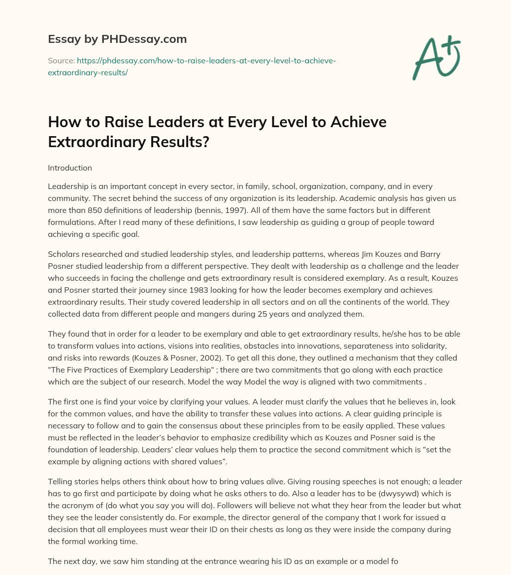 How to Raise Leaders at Every Level to Achieve Extraordinary Results ...