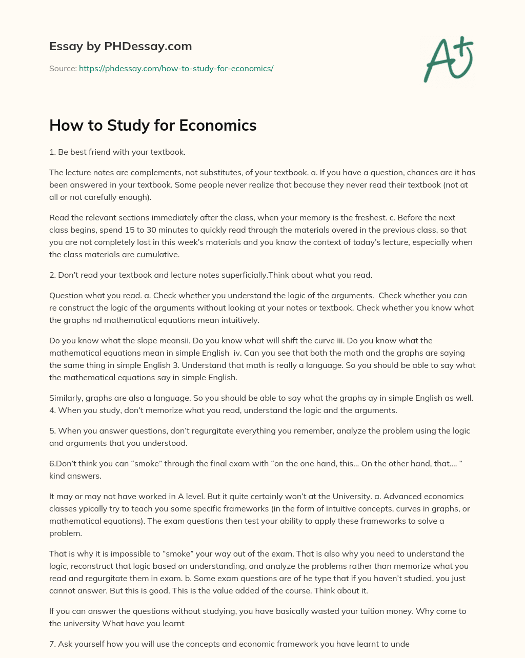 How to Study for Economics - PHDessay.com