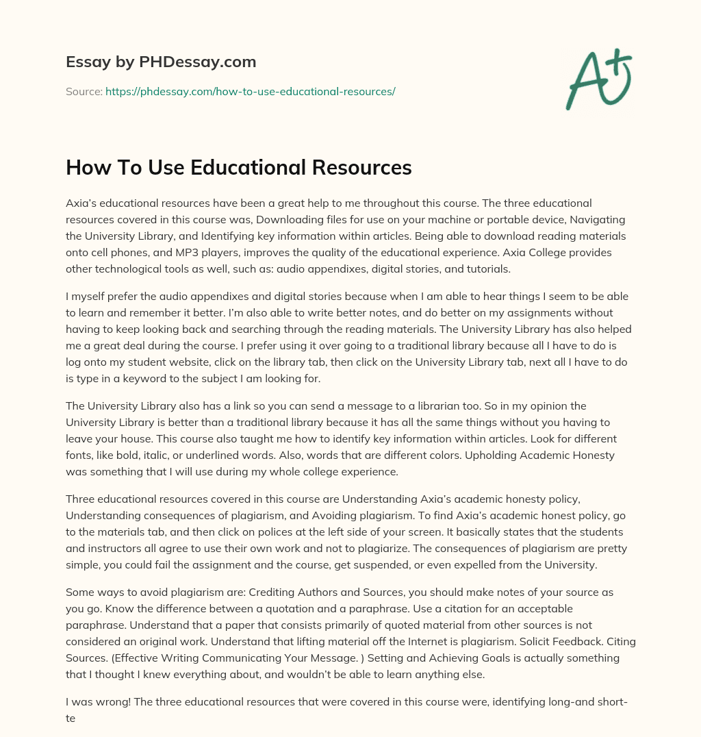 How To Use Educational Resources PHDessay