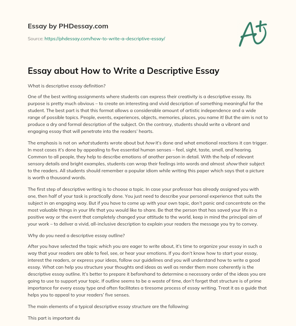 Essay about How to Write a Descriptive Essay - PHDessay.com