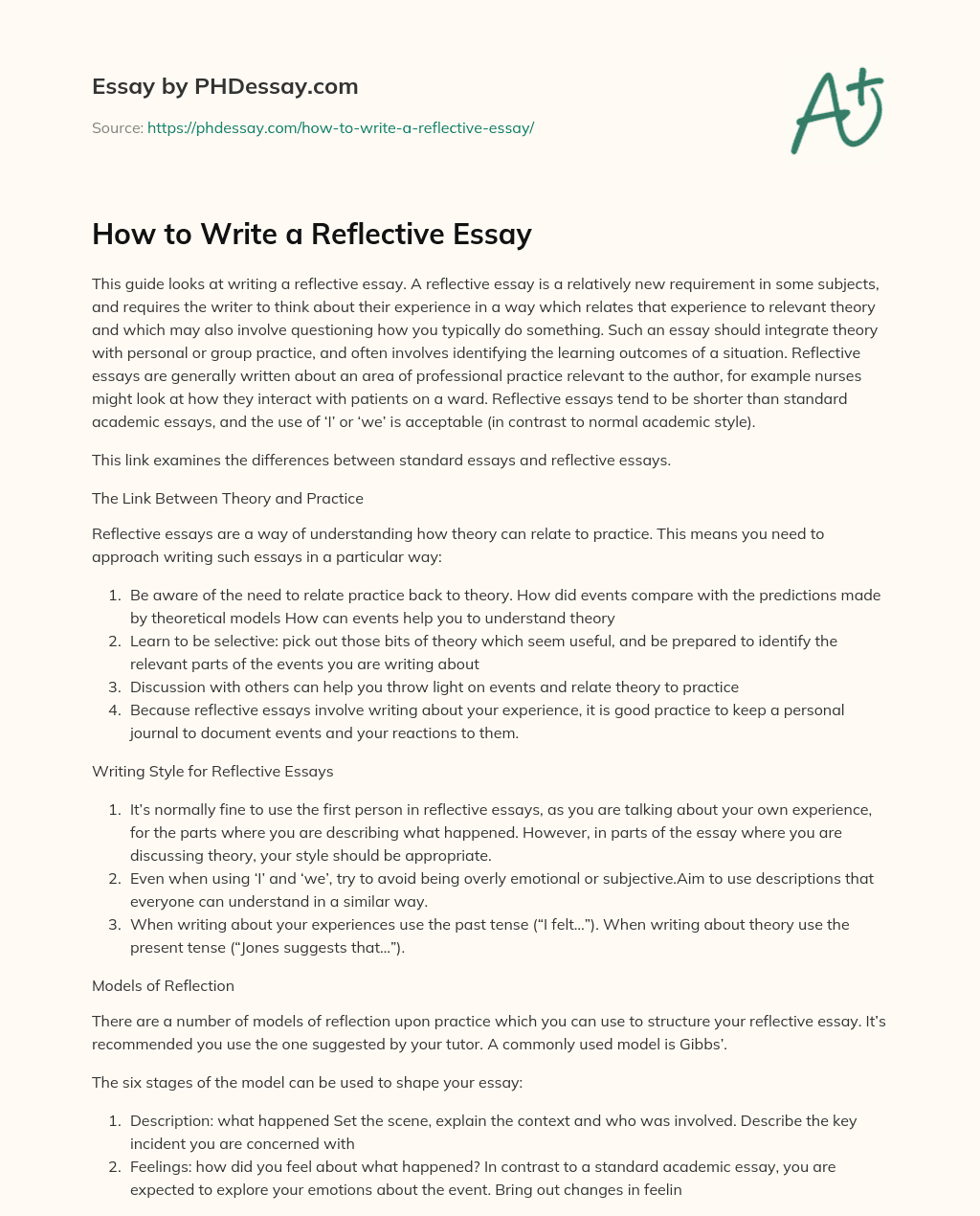 How to Write a Reflective Essay - PHDessay.com