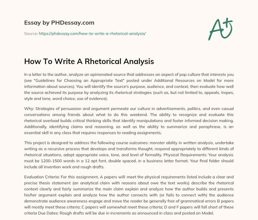 How To Write A Rhetorical Analysis - PHDessay.com