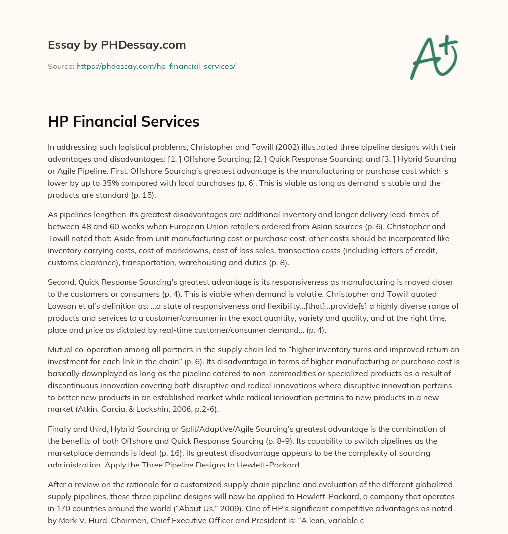 HP Financial Services - PHDessay.com