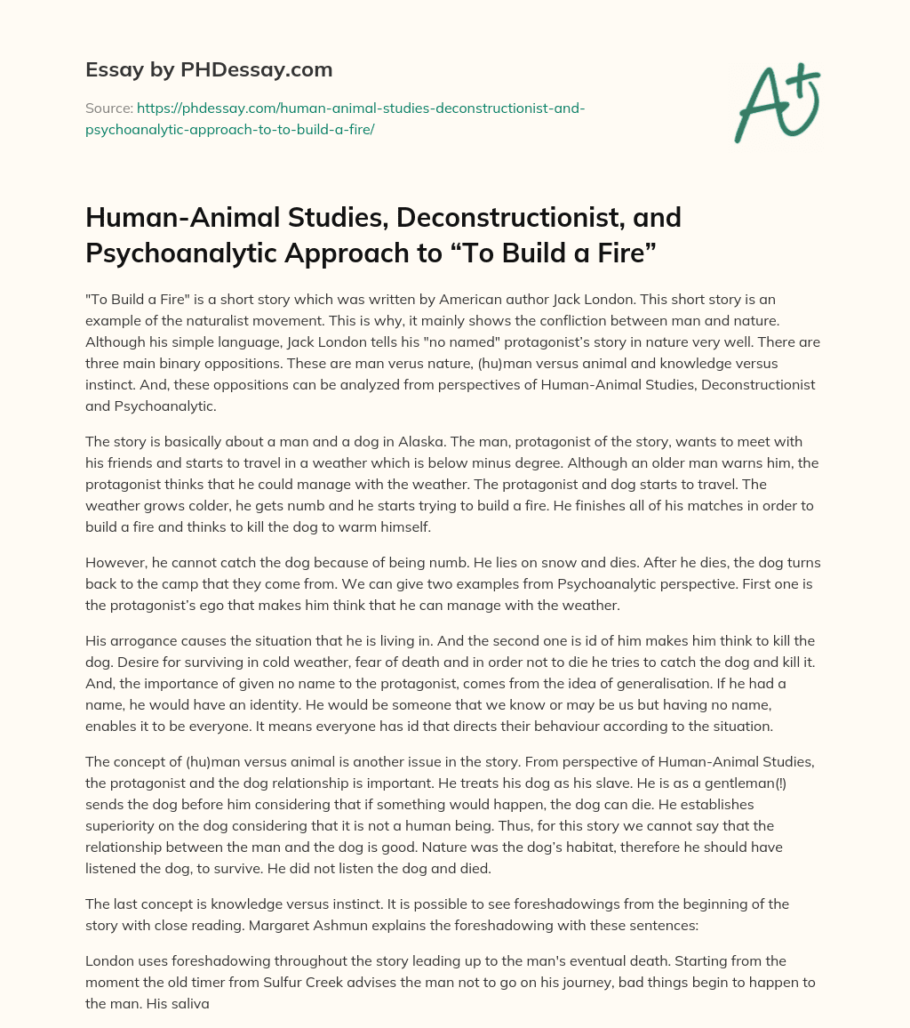 Human-Animal Studies, Deconstructionist, And Psychoanalytic Approach To ...