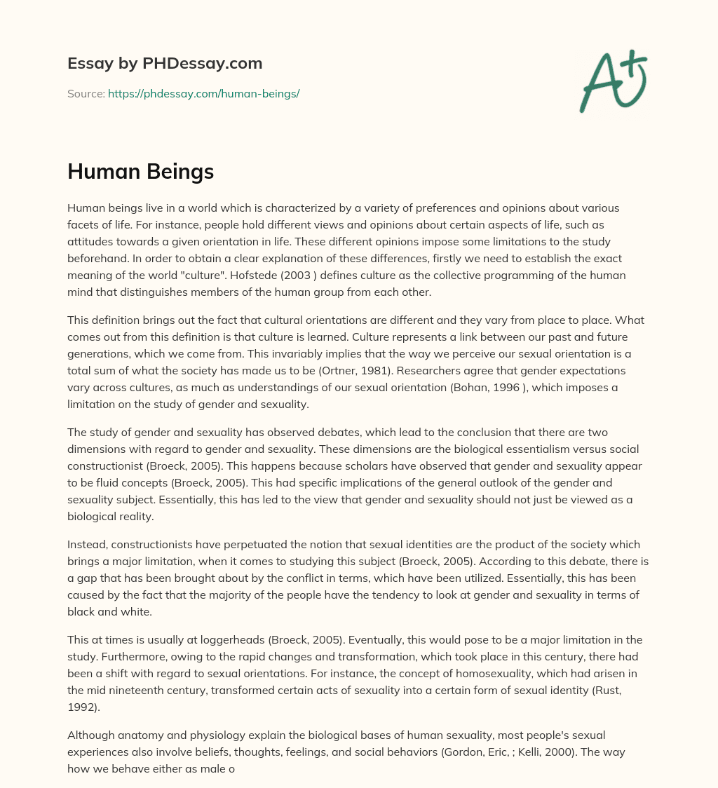 Human Beings - PHDessay.com