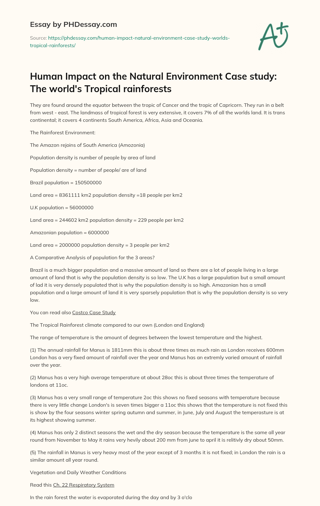Human Impact on the Natural Environment Case study: The world's ...