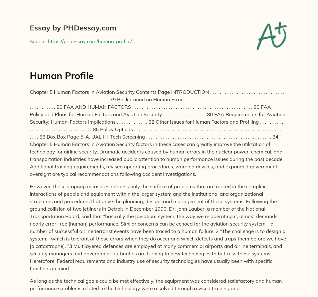 Human Profile - PHDessay.com