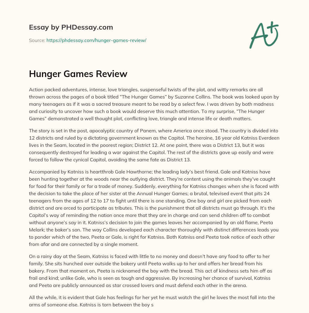 Hunger Games Review Essay Example - PHDessay.com