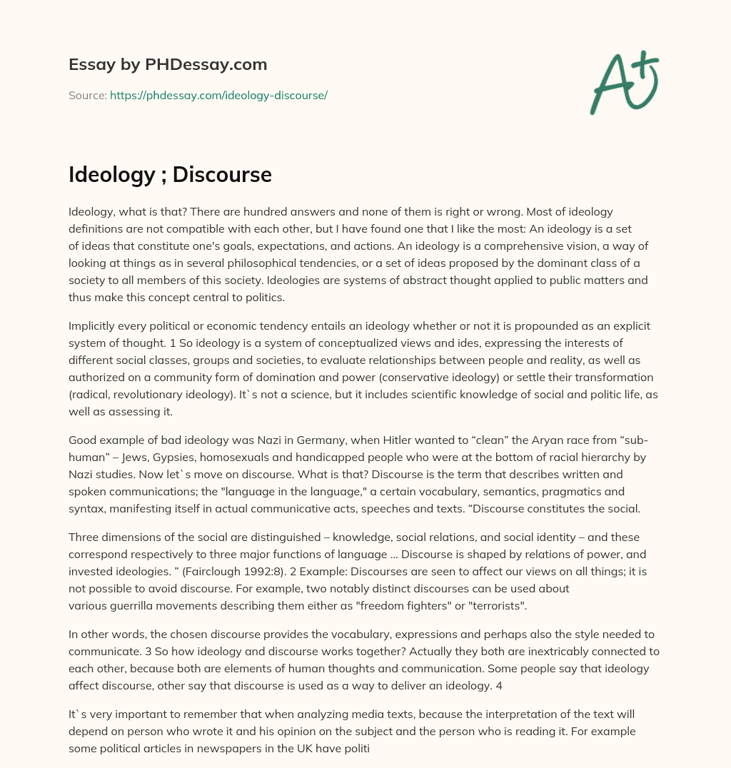 Ideology ; Discourse - PHDessay.com