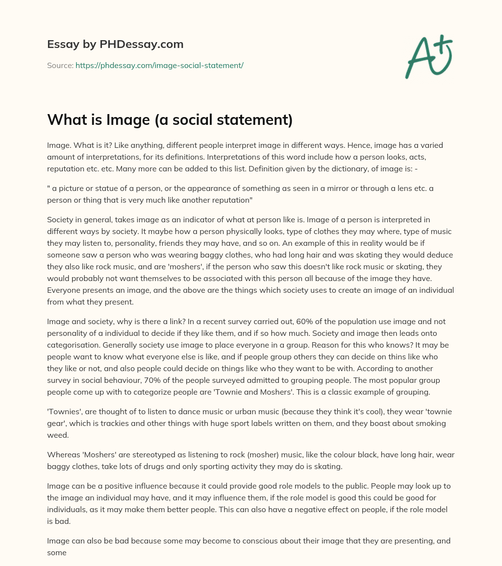 What is Image (a social statement) - PHDessay.com