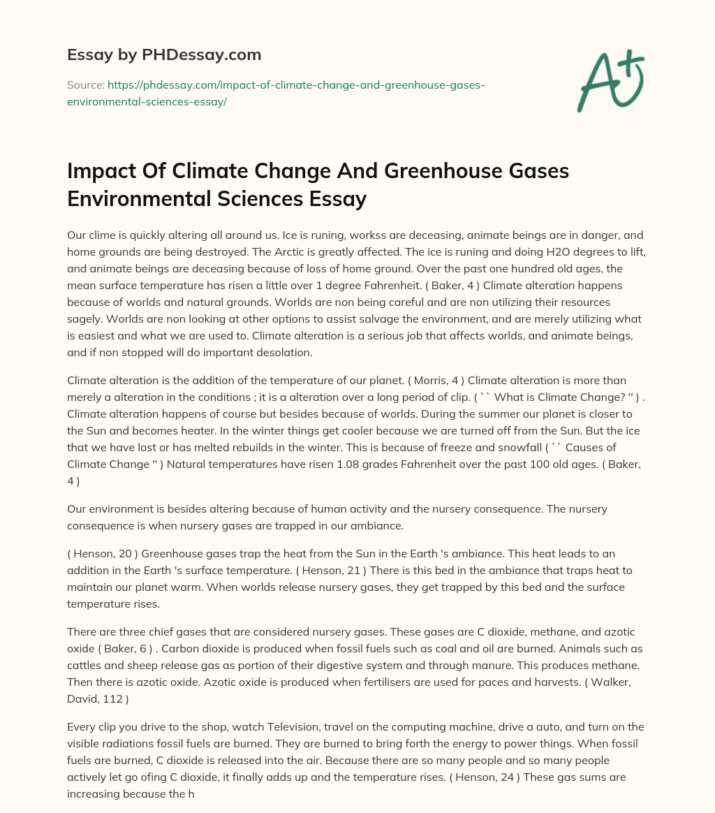 Impact Of Climate Change And Greenhouse Gases Environmental Sciences ...