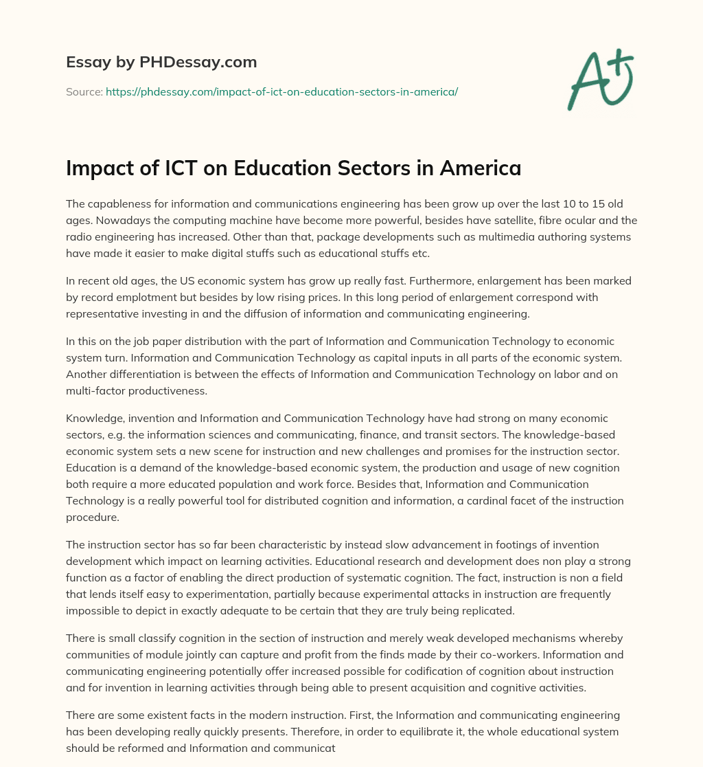 Impact of ICT on Education Sectors in America - PHDessay.com