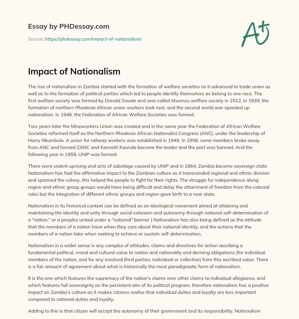 Impact of Nationalism - PHDessay.com