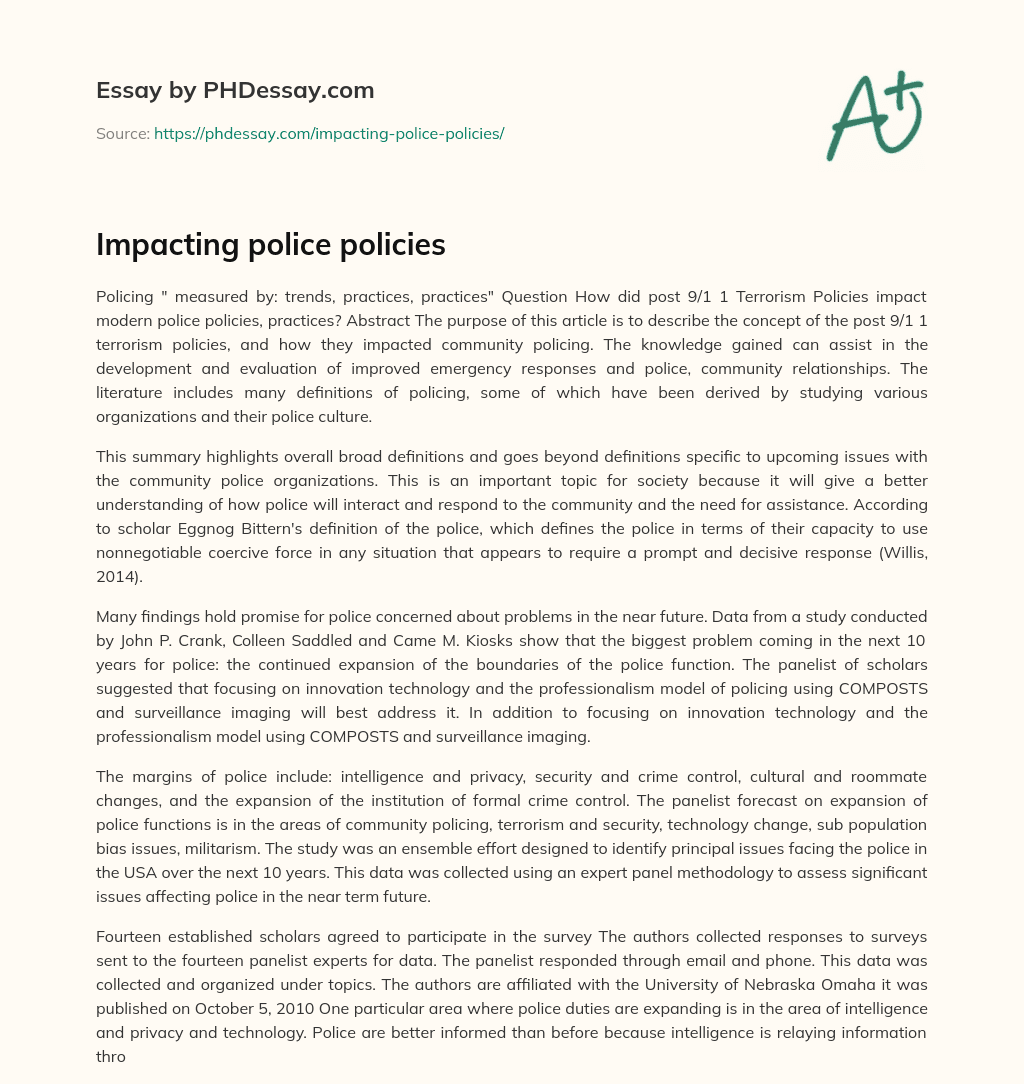 Impacting police policies - PHDessay.com